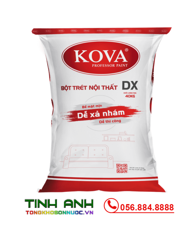 Bột trét tường nội thất Kova DX bao 40 kg - Tổng kho sơn Tịnh Anh